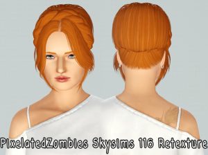 Braided crown bun hairstle Skysims 116 retextured - The Sims 3 Catalog