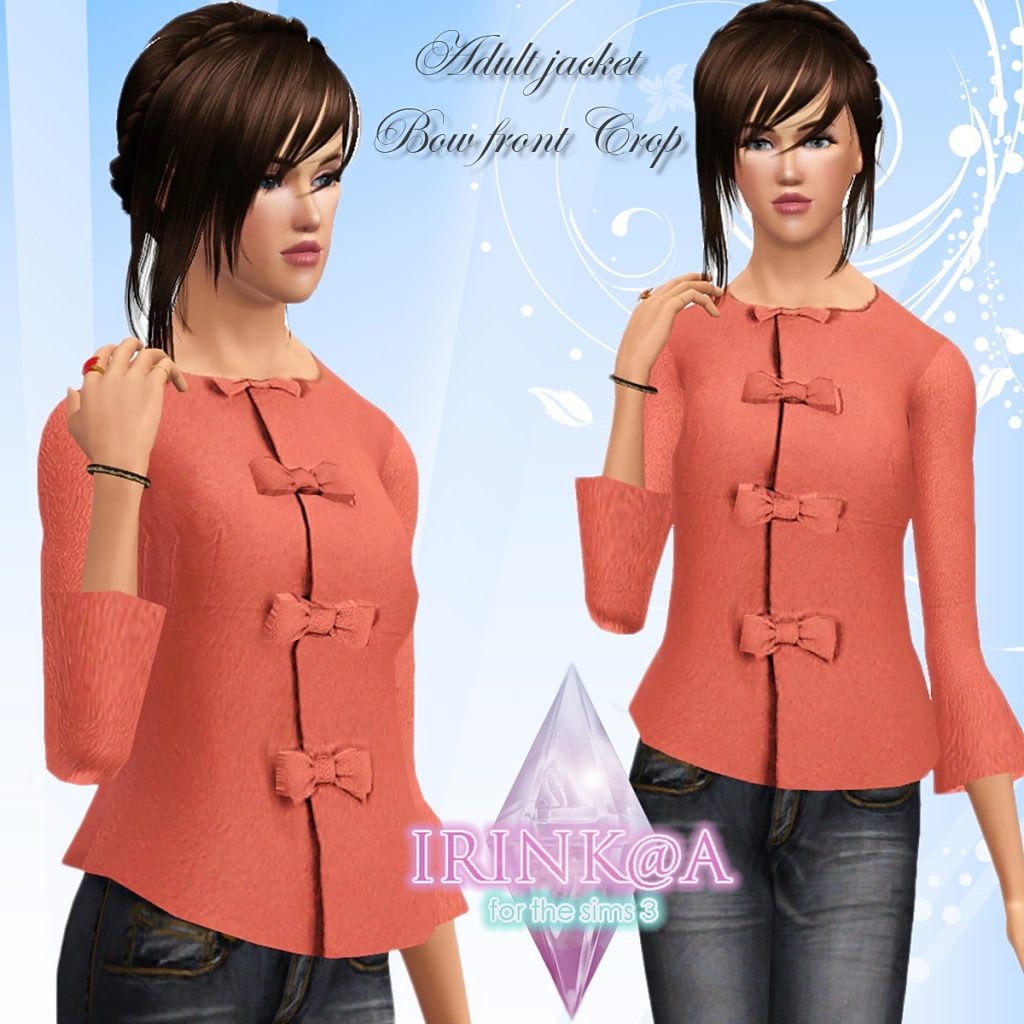 Adult jacket Bow front Crop – The Sims 3 Catalog