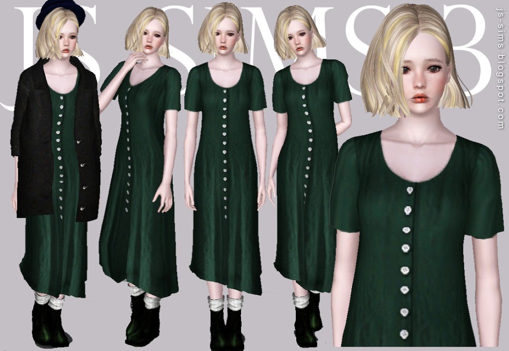 Long Button Dress - The Sims 3 Catalog