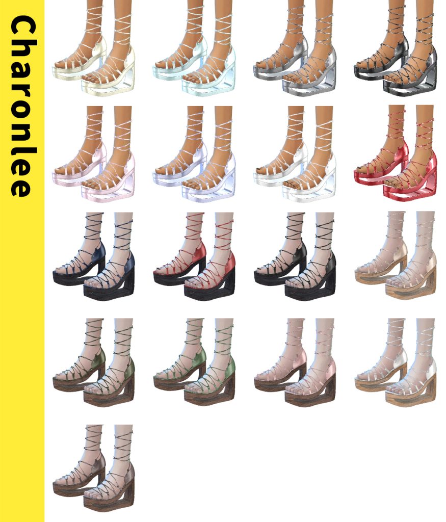 【CHARONLEE】Lace up platform sandals - The Sims 4 Catalog