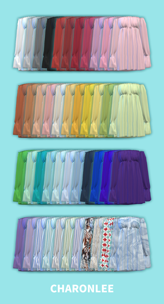 【CHARONLEE】Off shoulder loose skirt - The Sims 4 Catalog
