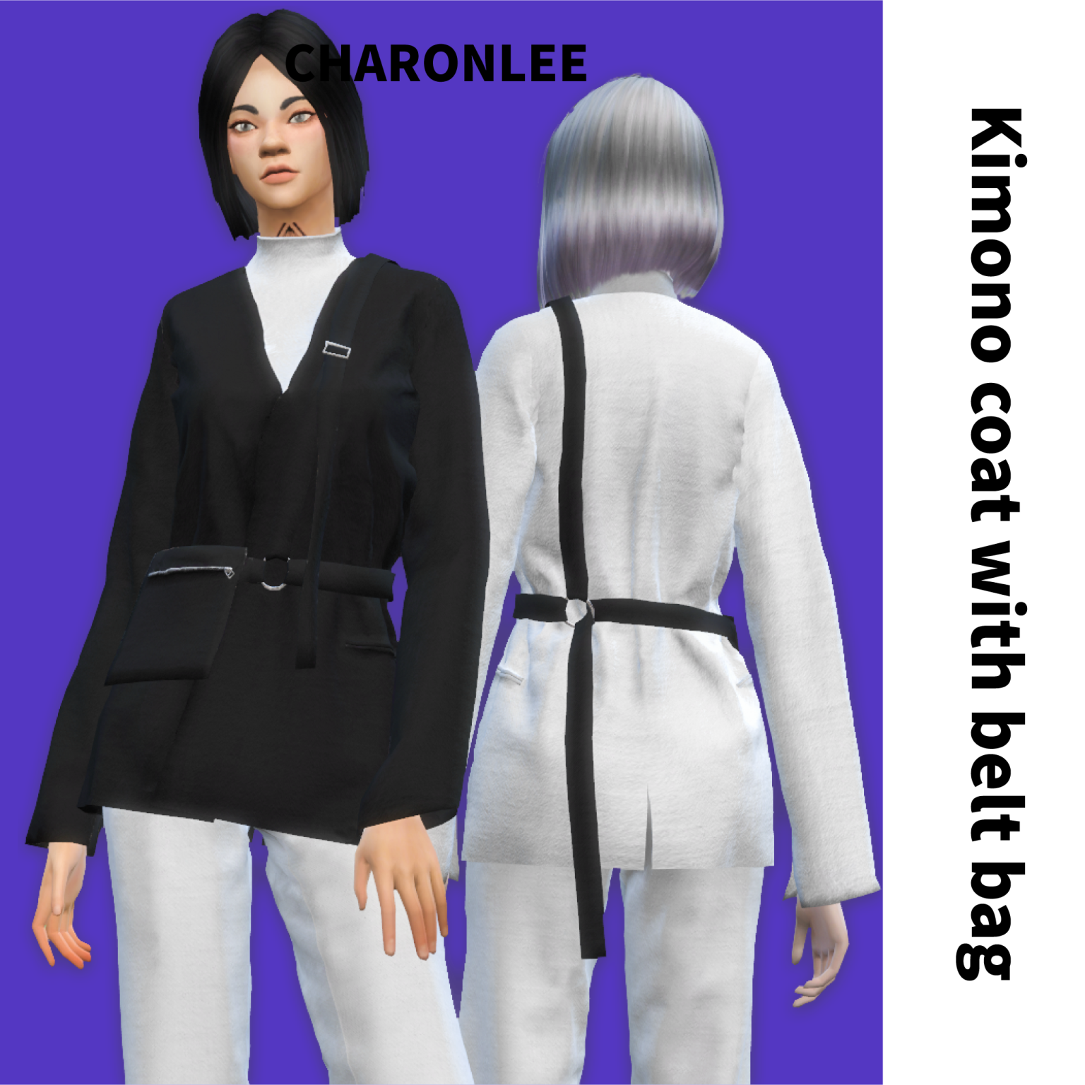 【CHARONLEE】kimono coat with belt bag - The Sims 4 Catalog