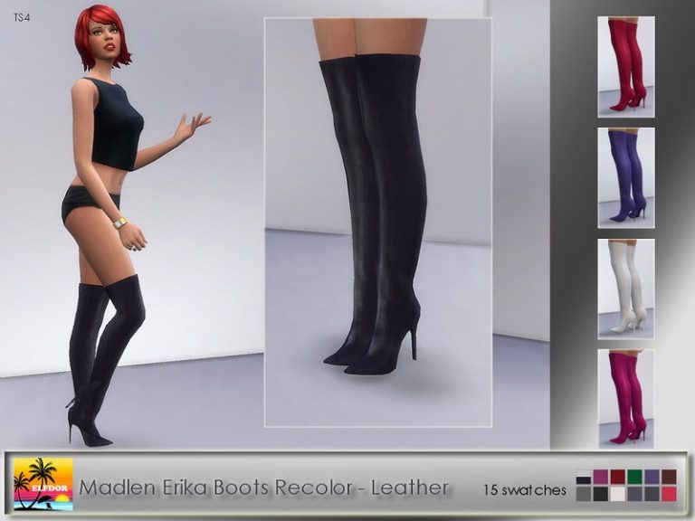 Madlen Erika Boots Recolor Leather - mesh needed - The Sims 4 Catalog