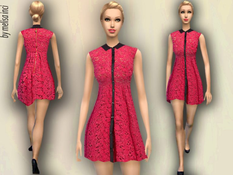 Peter Pan Collar Lace Dress - The Sims 4 Catalog