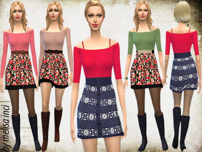 Belted Knitted Outfits - The Sims 4 Catalog