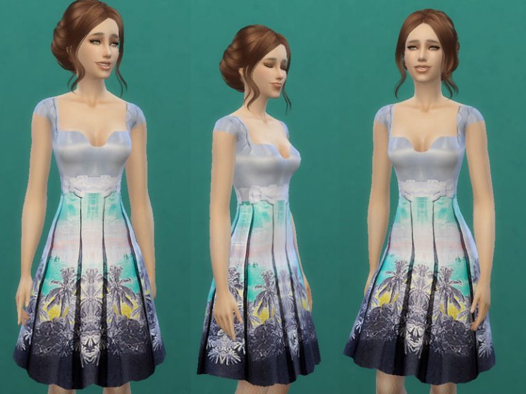 TatyanaName - Summer dress with palm trees - The Sims 4 Catalog