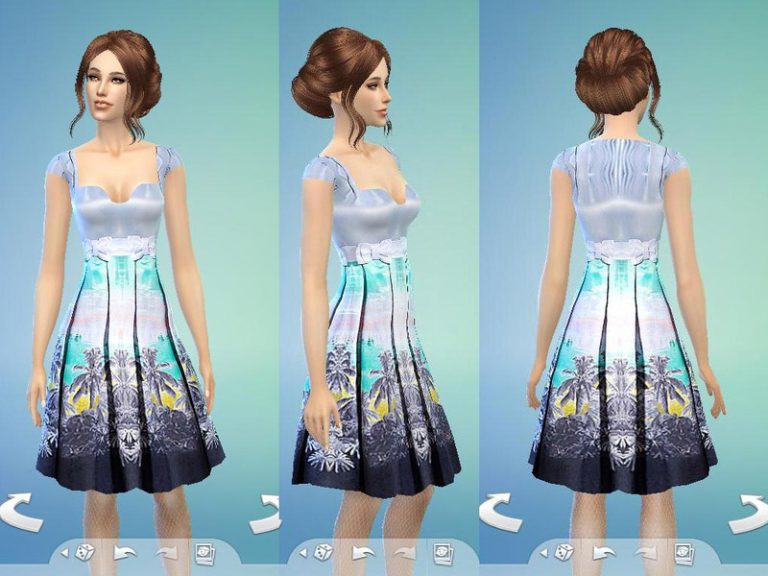 TatyanaName - Summer dress with palm trees - The Sims 4 Catalog