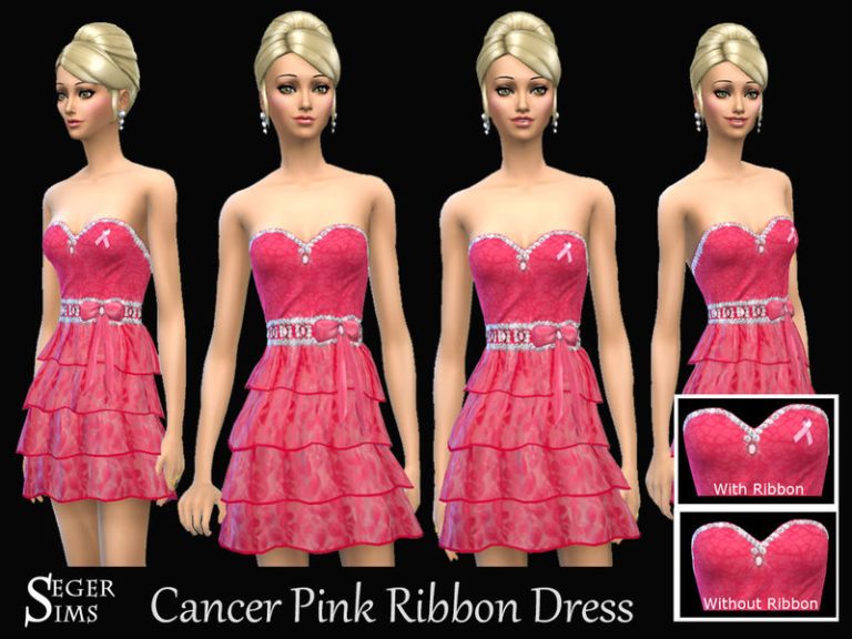 Cancer Pink Ribbon Dress - The Sims 4 Catalog