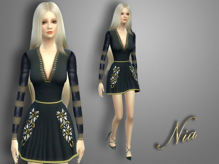 Shiny Striped Dress - The Sims 4 Catalog
