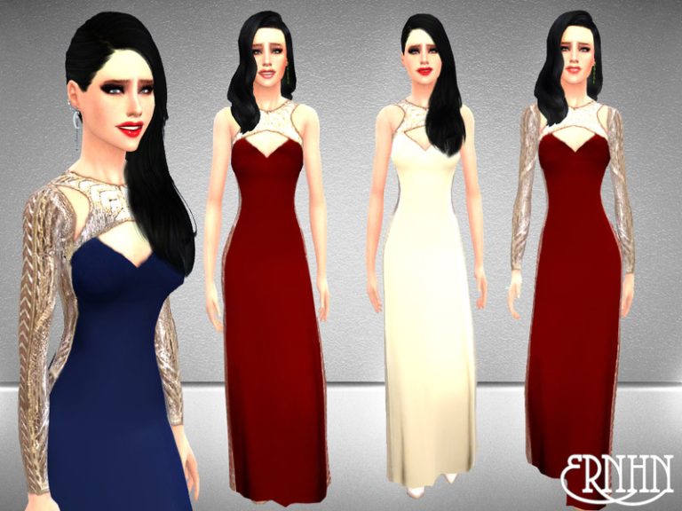 Gold and Silver Leaf Embellished Maxi Dresses - The Sims 4 Catalog