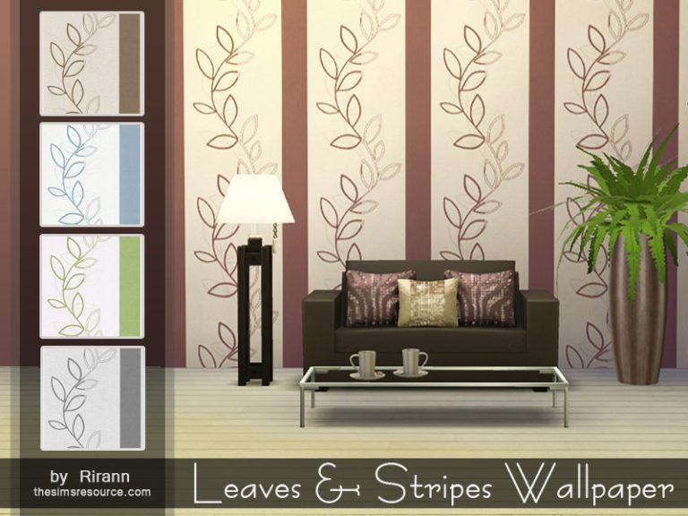 Leaves and Stripes Wallpaper - The Sims 4 Catalog