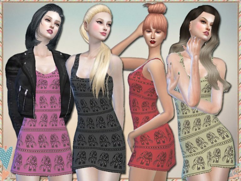 Elephant Print Mini Dress - mesh needed - The Sims 4 Catalog