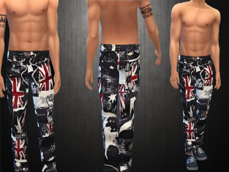 Union Jack Distressed Jeans - The Sims 4 Catalog