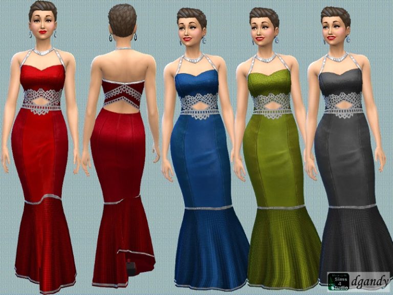 Silver Metallic Trimmed Dress - The Sims 4 Catalog