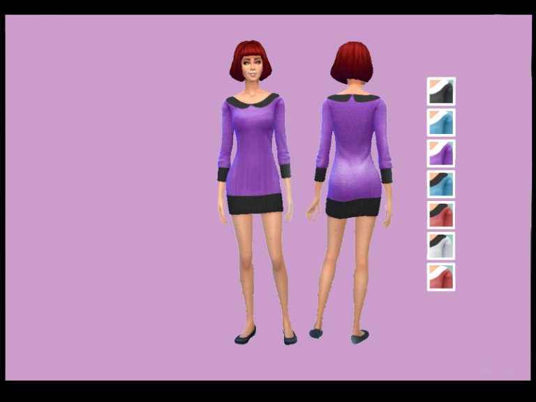 Peter Pan Collar Sweater Dress - The Sims 4 Catalog