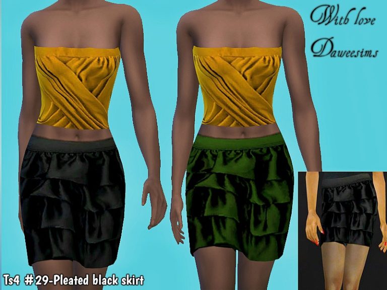 Ts4 #29-Pleated black skirt - The Sims 4 Catalog