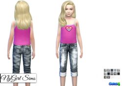 Stitched and Faded Diesel Denim Crop - The Sims 4 Catalog