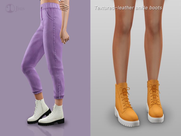 Jius-Textured-leather ankle boots - The Sims 4 Catalog