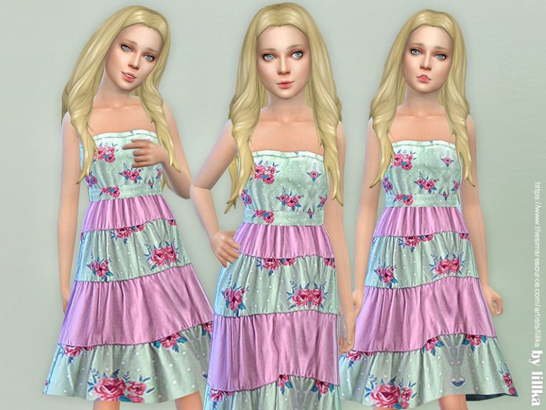 Mint Floral Block Dress - The Sims 4 Catalog