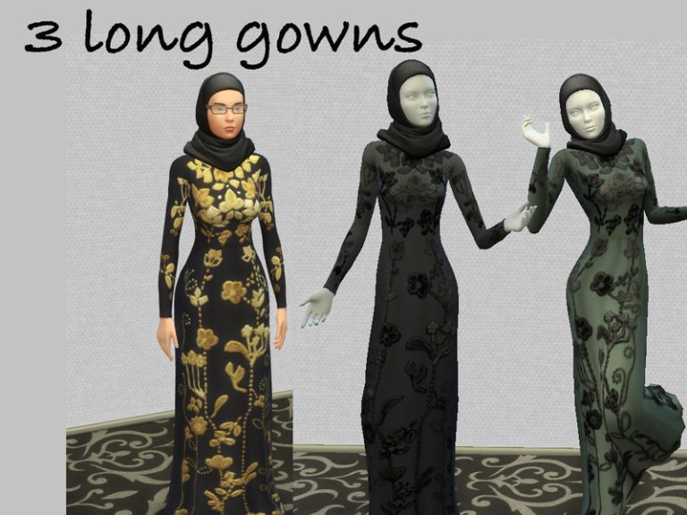Modest embroidered gowns - City Living needed - The Sims 4 Catalog