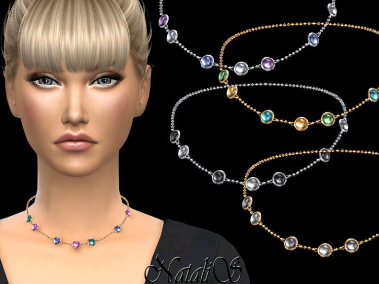 NataliS_Mixed gemstones short chain - The Sims 4 Catalog