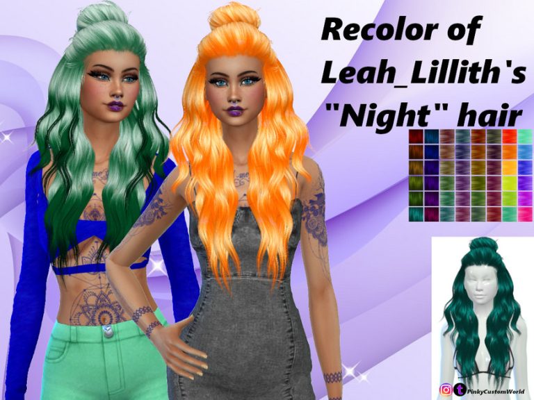[Pinky]Recolor of LeahLillith's Night hair - Mesh needed - The Sims 4 ...