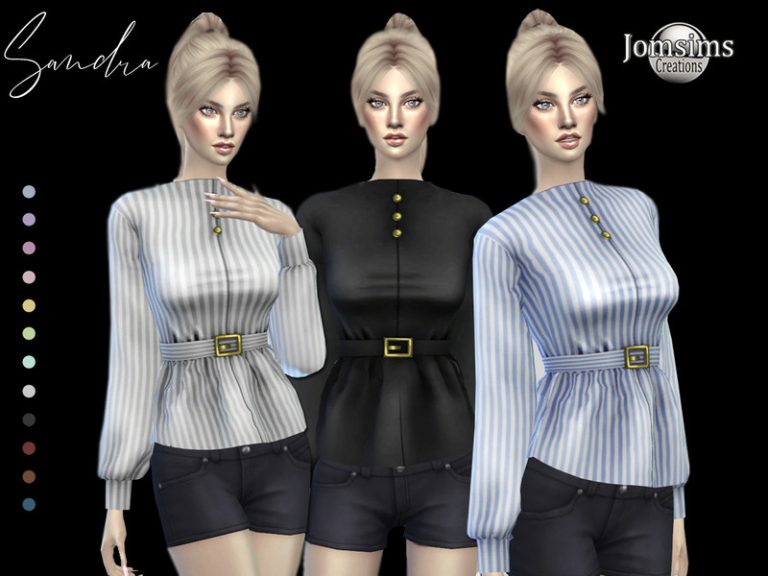 sandra blouse with belt - The Sims 4 Catalog