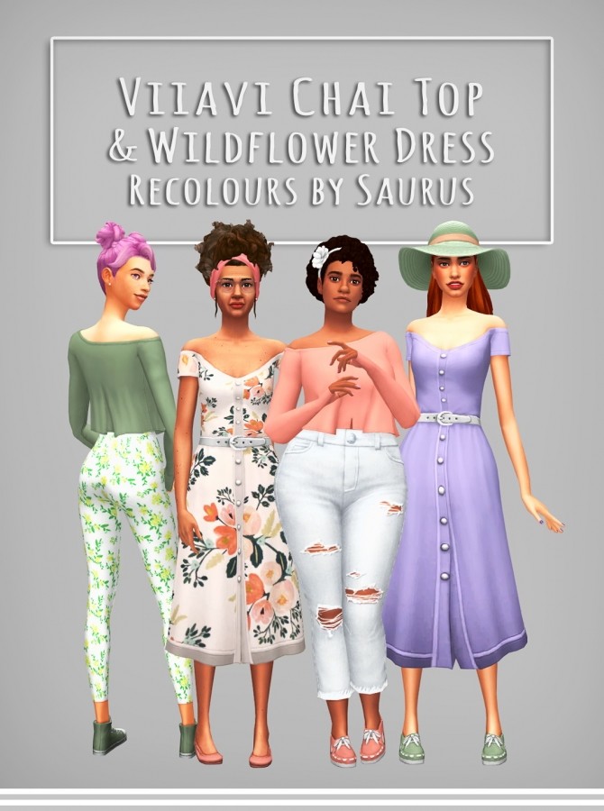 Viiavi’s Chai Top & Wildflower Dress Recoloured at Saurus Sims - The ...