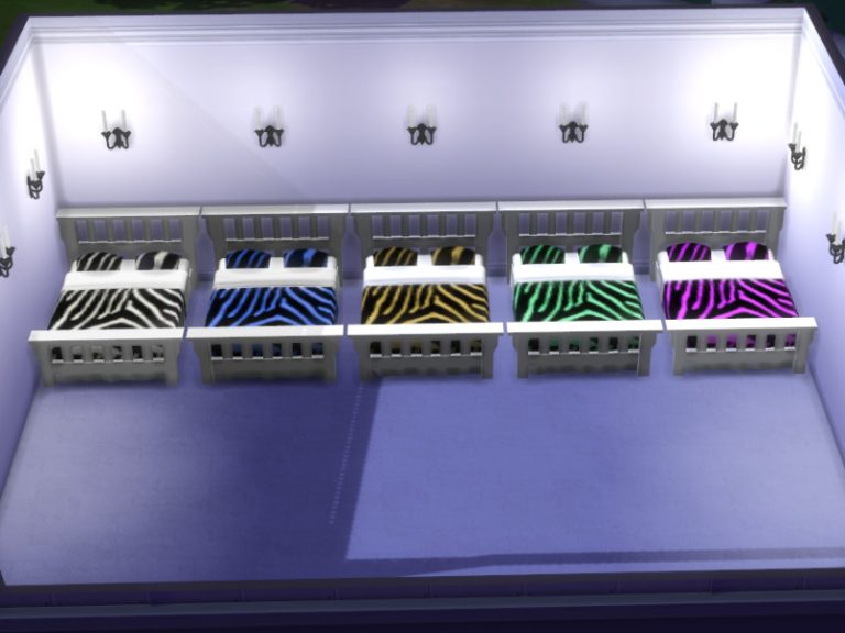 Zebra Print Bed Set with White Frame - The Sims 4 Catalog