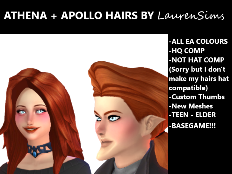 ATHENA AND APOLLO HAIRS - The Sims 4 Catalog