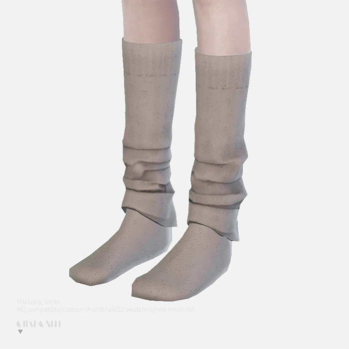 【CHARONLEE】Rib Long Socks - The Sims 4 Catalog
