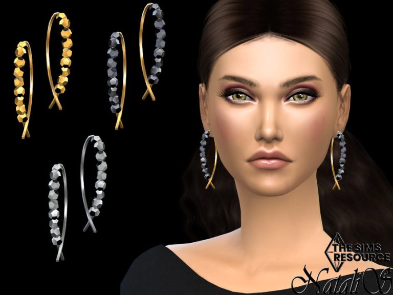Beaded open hoop wire earrings - The Sims 4 Catalog