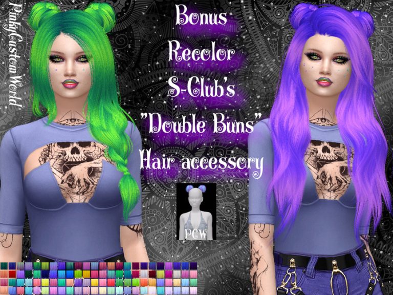 Bonus recolor of S-Club's Double Buns hair accessory - The Sims 4 Catalog