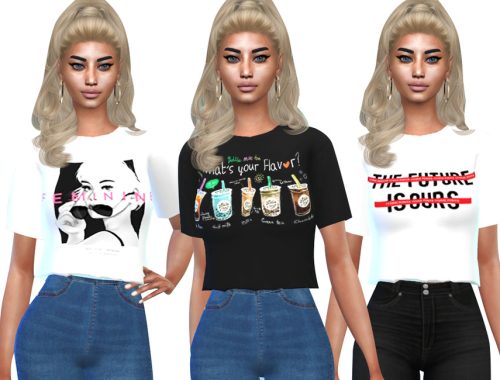 Female 6 New Printed Crop Tops - The Sims 4 Catalog
