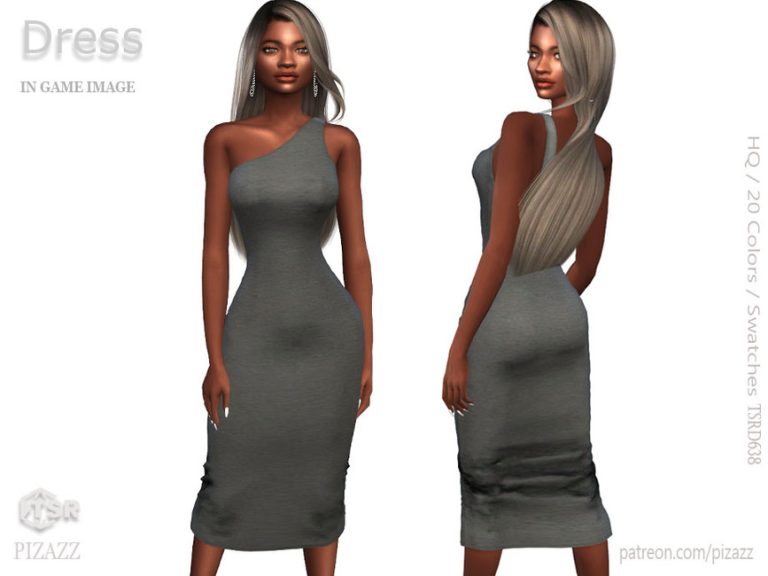 One shoulder midi - The Sims 4 Catalog