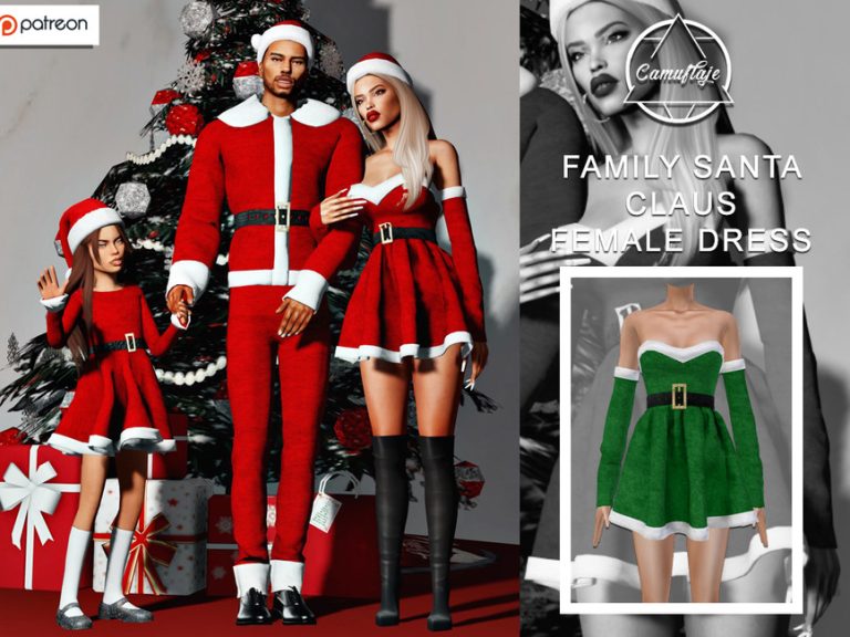 [PATREON] Family Santa Claus - Female Dress - The Sims 4 Catalog
