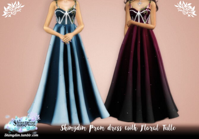 Prom Dress With Floral Tulle - The Sims 4 Catalog