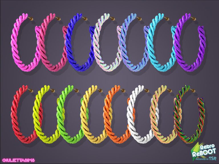 Retro ReBOOT Candy Rope Hoop Earrings 80s - The Sims 4 Catalog