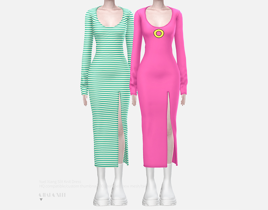 Yuel Xiang Slit Knit Dress - The Sims 4 Catalog