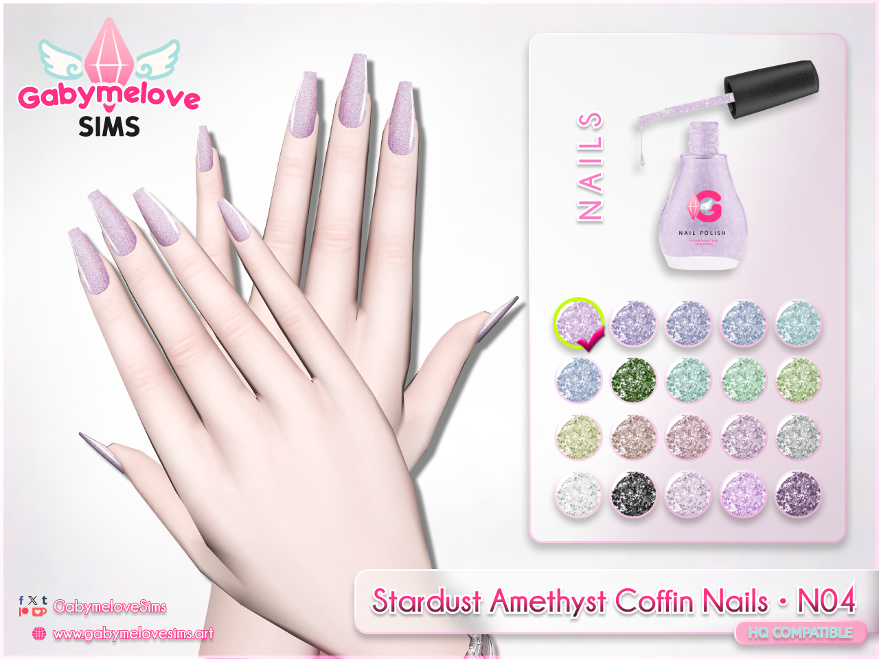 Stardust Amethyst Coffin Nails • N04 [HQ] - The Sims 4 Catalog